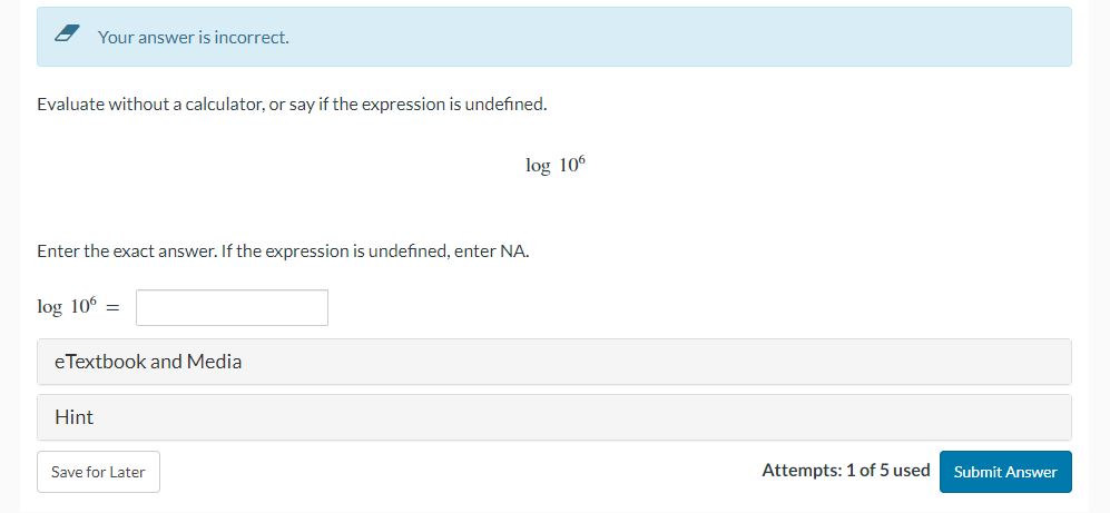 Solved Your answer is incorrect.Evaluate without a | Chegg.com