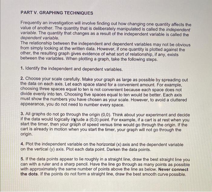 Solved PART V. GRAPHING TECHNIQUES Frequently an | Chegg.com