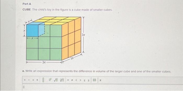 Solved CUBE The child's toy in the figure is a cube made of | Chegg.com
