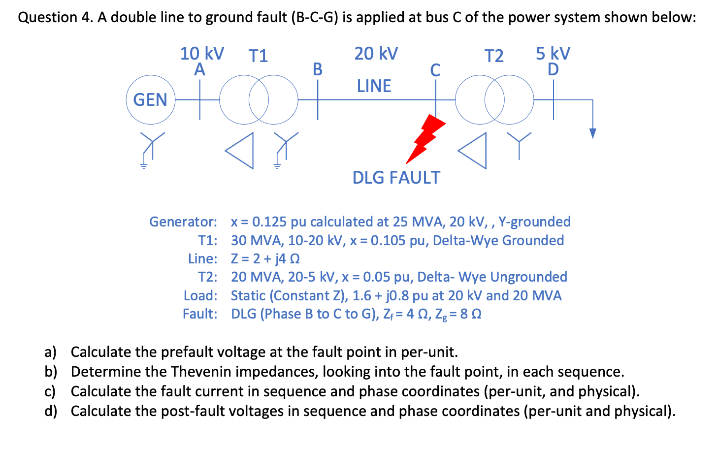 Solved a) ﻿Calculate the prefault voltage at the fault point | Chegg.com
