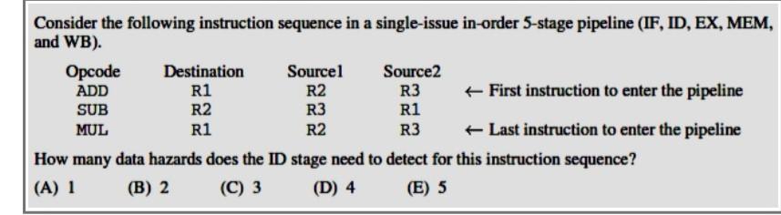 Solved Consider the following instruction sequence in a | Chegg.com