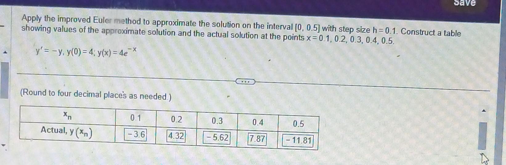 Solved Apply the improved Euler method to approximate the | Chegg.com