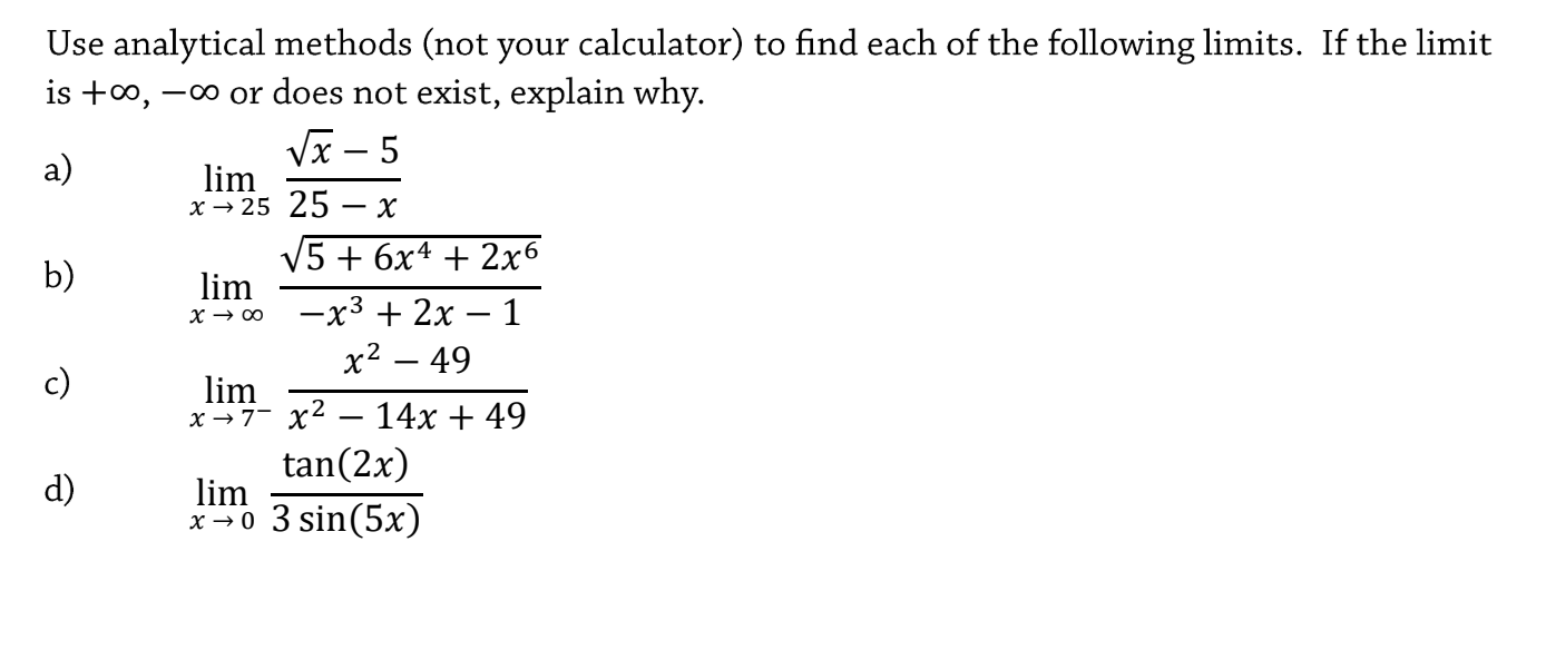 Solved Use analytical methods (not your calculator) ﻿to find | Chegg.com