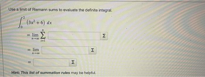 Solved Use a limit of Riemann sums to evaluate the definite | Chegg.com