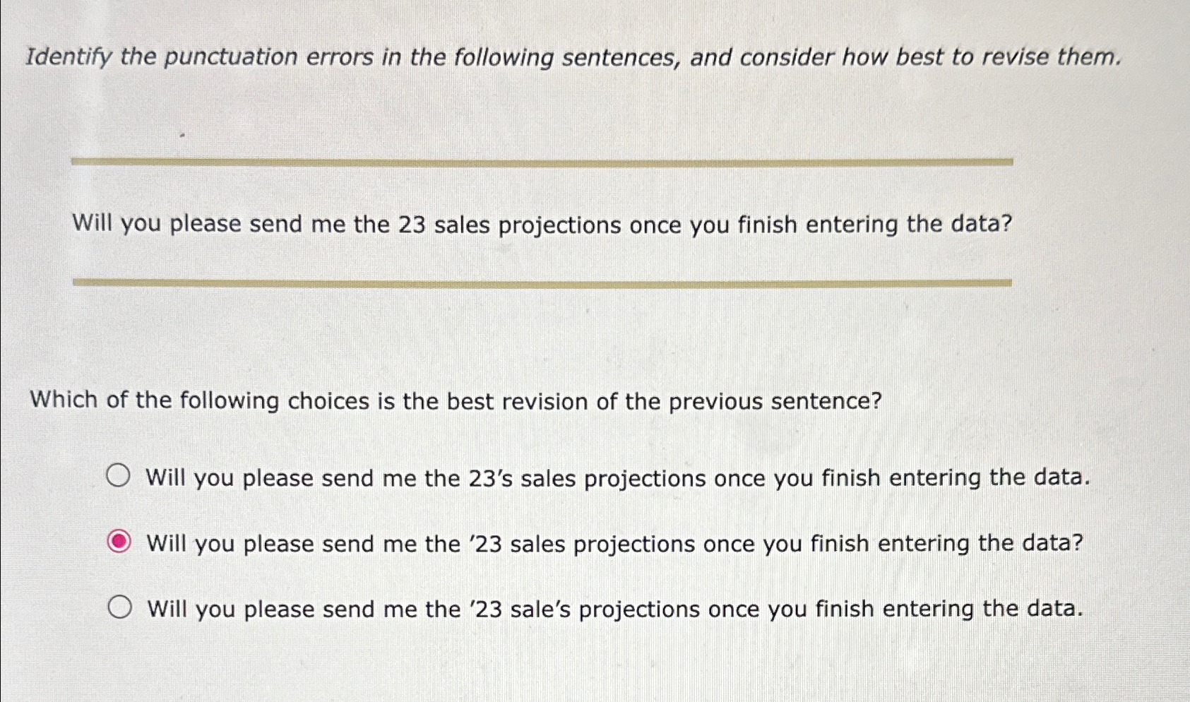 Solved Identify the punctuation errors in the following | Chegg.com