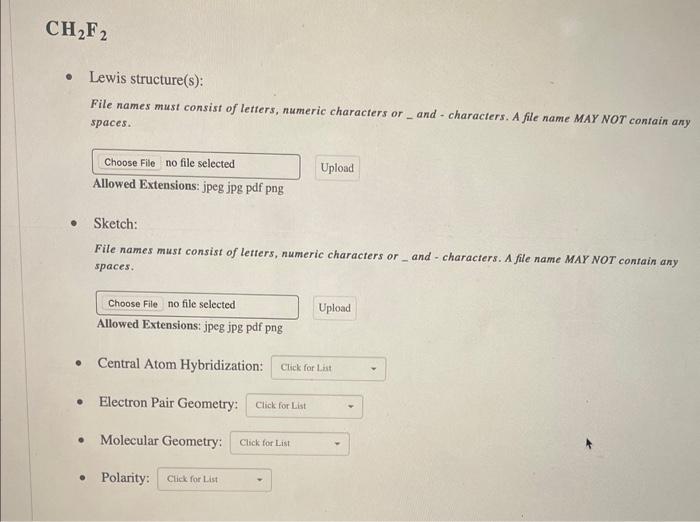 Solved H2 F2 - Lewis structure(s): File names must consist | Chegg.com
