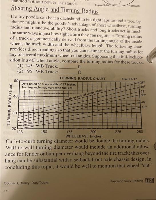 Solved Turning Radius and Diameter Referring to the turning | Chegg.com
