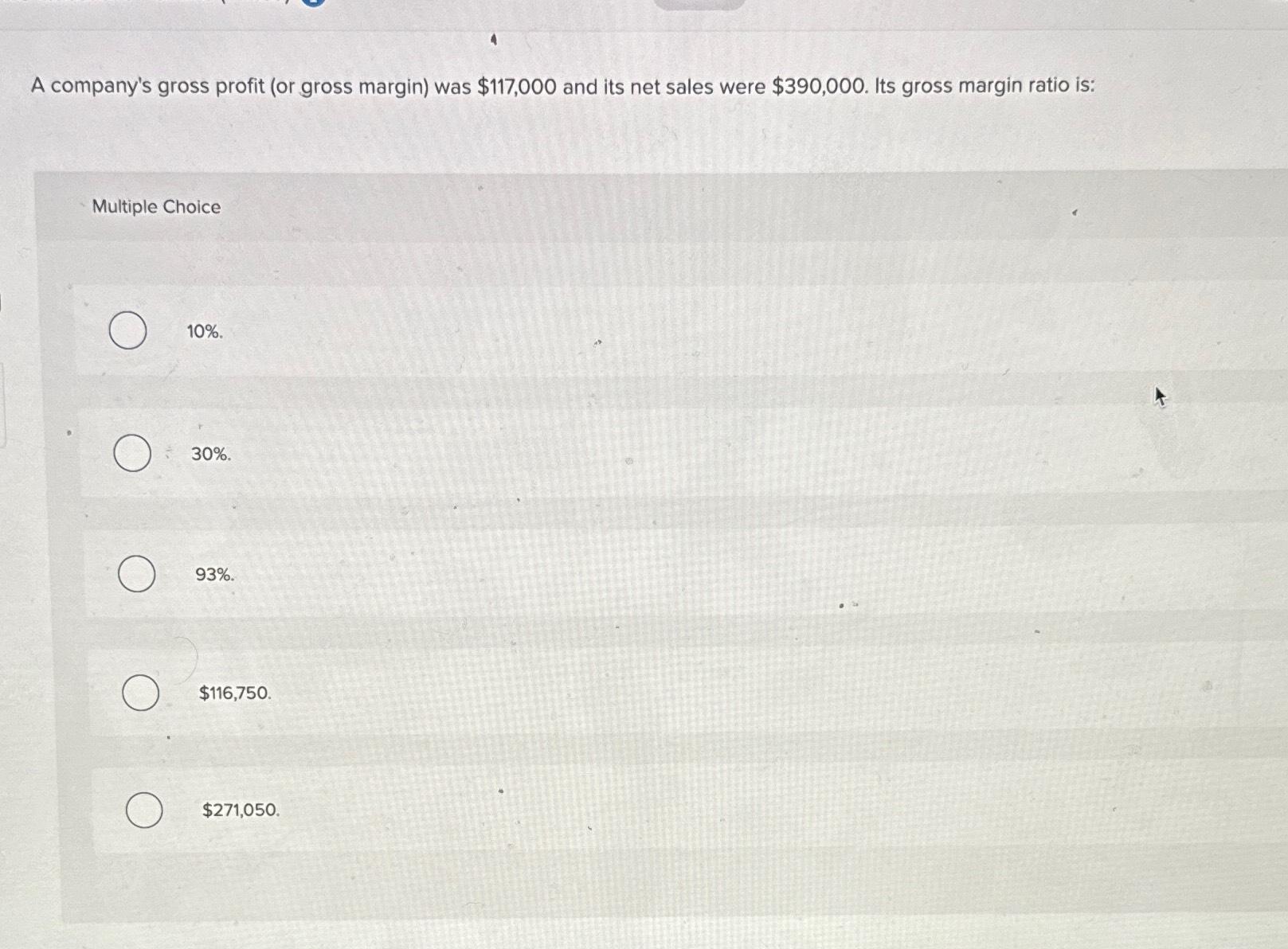 Solved A company's gross profit (or gross margin) ﻿was | Chegg.com
