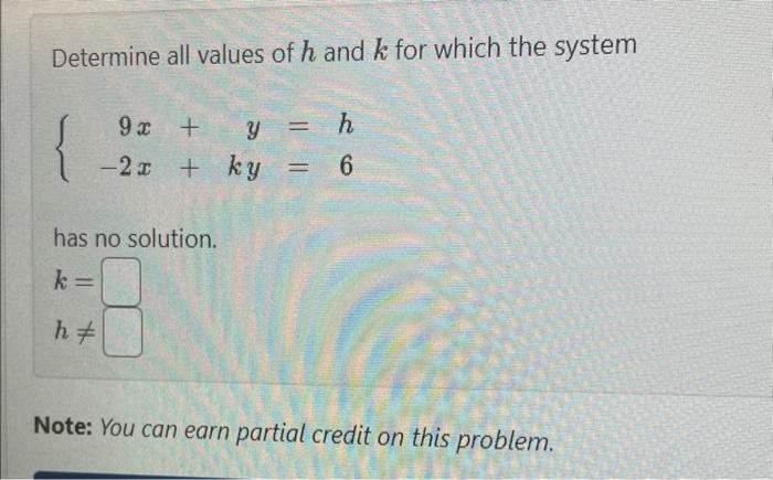 Solved Determine all values of h and k for which the system | Chegg.com