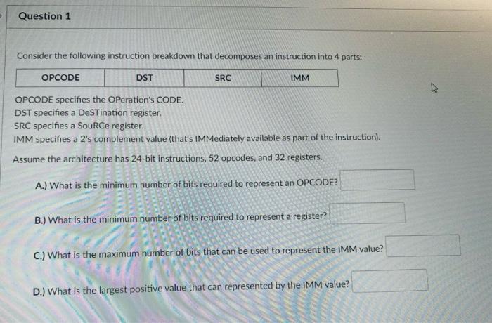 Solved Question 1 Consider the following instruction | Chegg.com