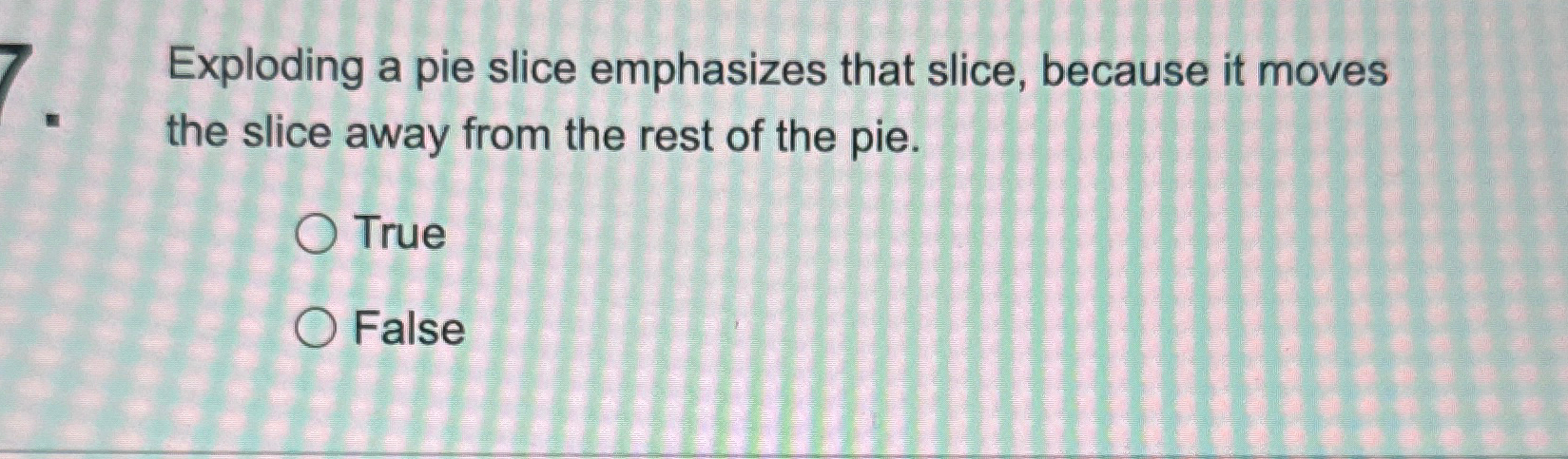 Solved Exploding a pie slice emphasizes that slice, because | Chegg.com