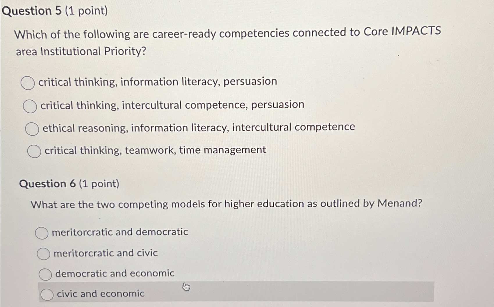 Solved Question 5 (1 ﻿point)Which of the following are | Chegg.com