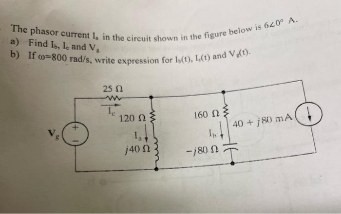 Solved The phasor current Ia in the circuit shown in the | Chegg.com