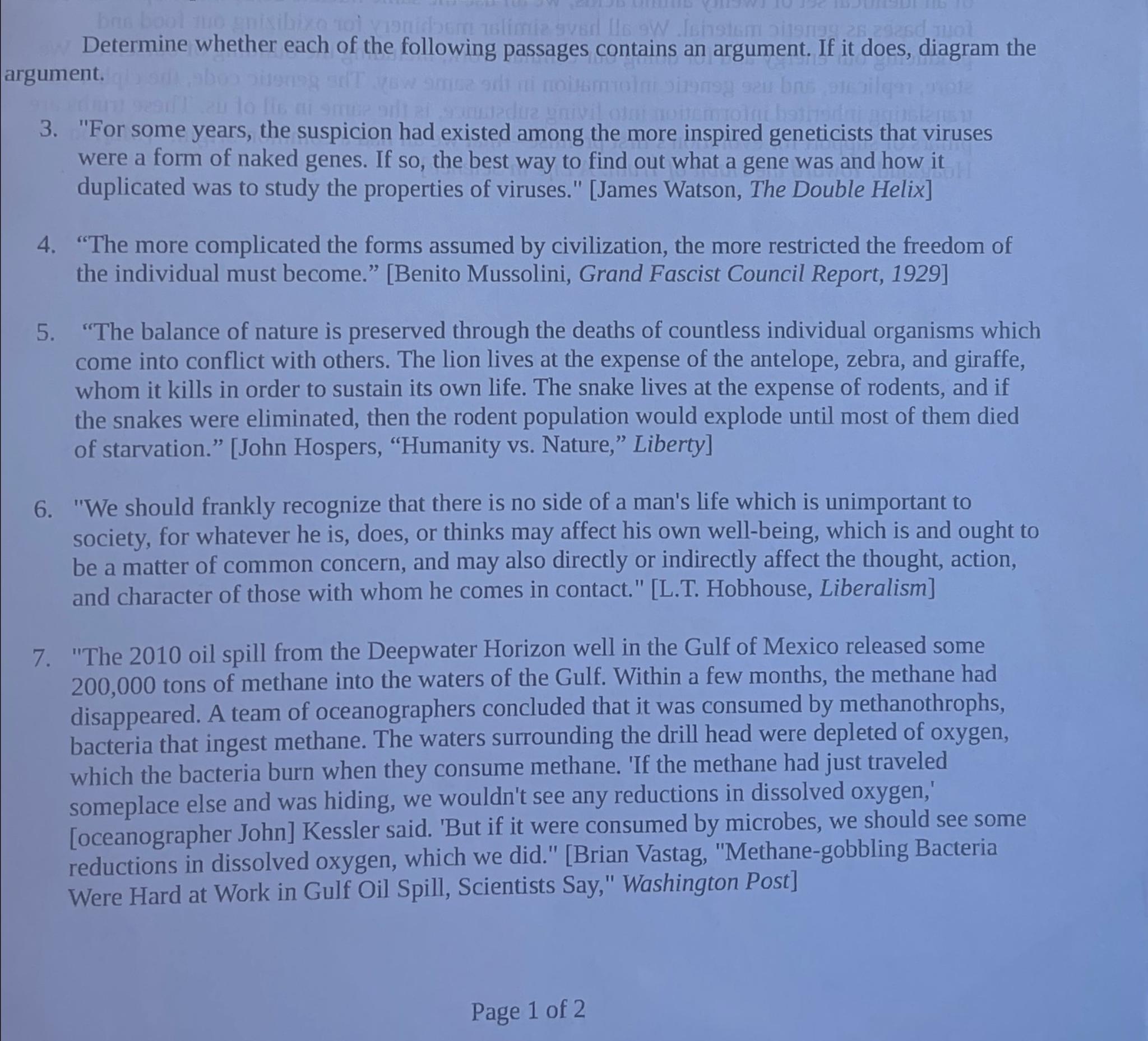 Solved Determine whether each of the following passages | Chegg.com