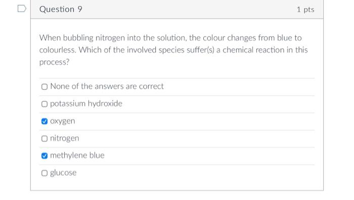 Solved When bubbling nitrogen into the solution, the colour | Chegg.com