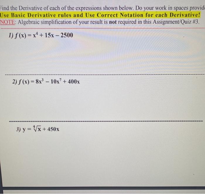 Solved find the Derivative of each of the expressions shown | Chegg.com