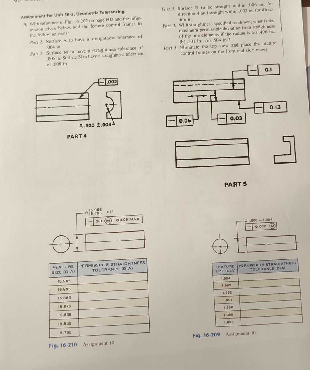 Solved Assignment for Unit 16-2, Geometric Tolerancing Part | Chegg.com