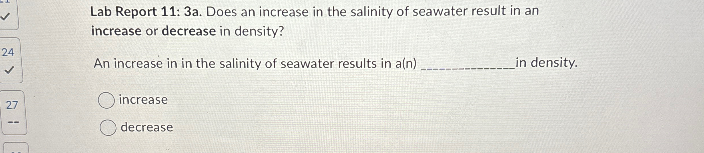 Solved Lab Report 11: 3a. ﻿Does an increase in the salinity | Chegg.com