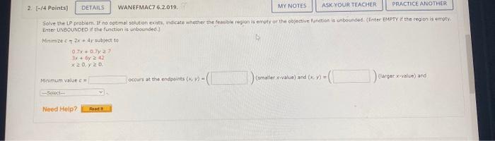 Solved Enter UYBסUNOED the function is unbounded Nonimize | Chegg.com