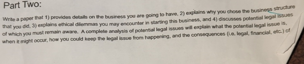Solved Part Two:Write a paper that 1) ﻿provides details on | Chegg.com