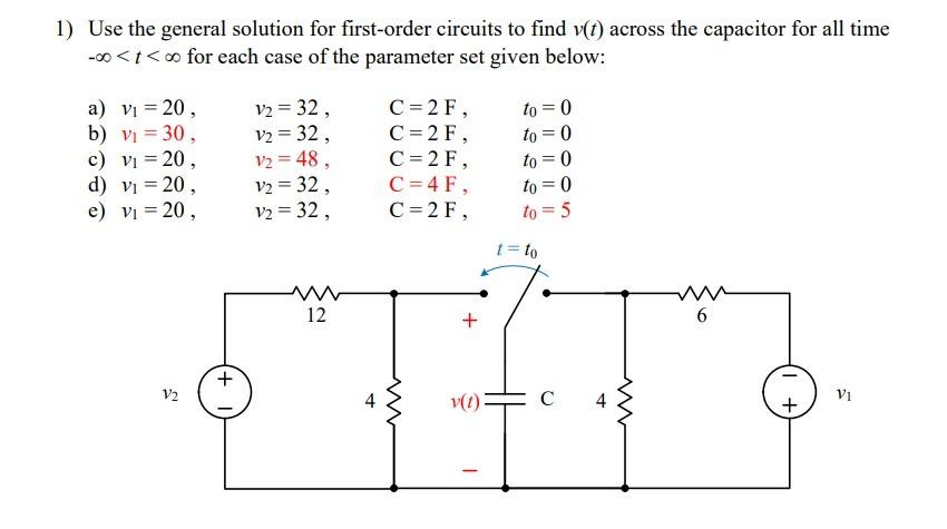 Solved Use the general solution for first-order circuits to | Chegg.com