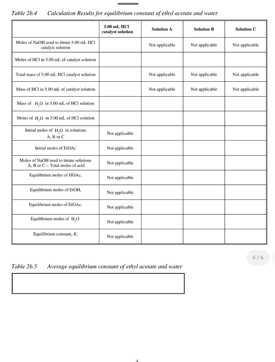 Table 2b.2 Titration of 10.00 mL samples of | Chegg.com