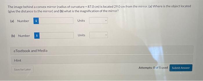 Solved The image behind a convex mirror (radius of curvature | Chegg.com
