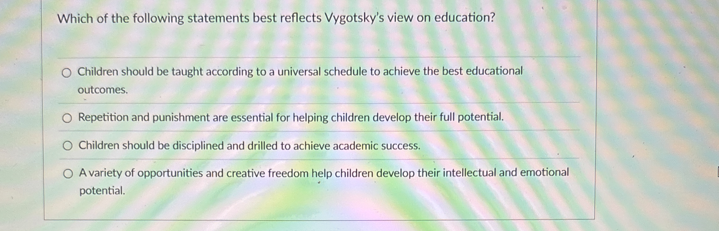 Solved Which of the following statements best reflects | Chegg.com