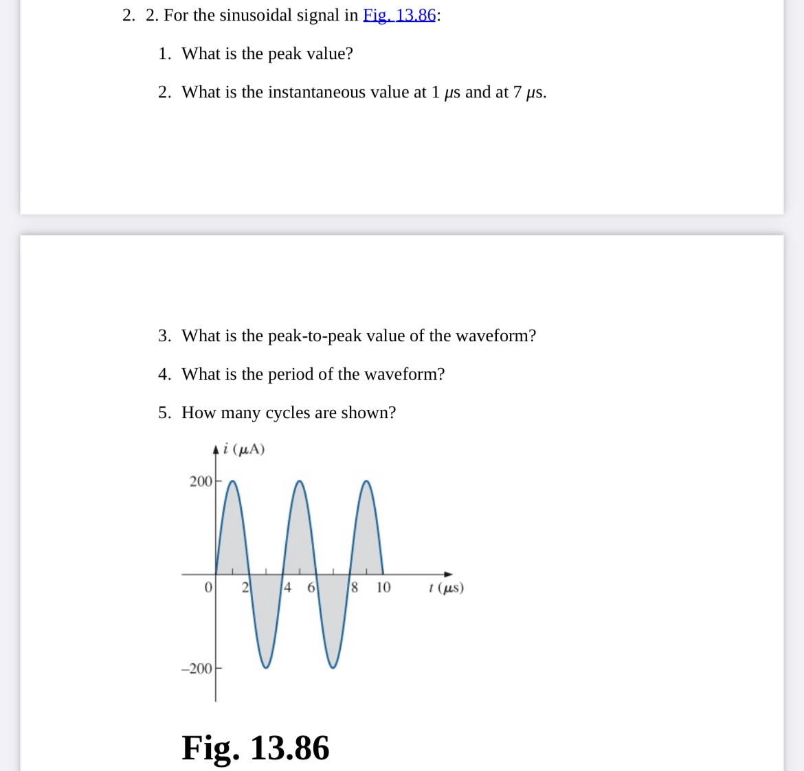 Solved For the sinusoidal signal in Fig. 13.86:What is the | Chegg.com