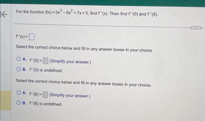 Solved For the function \\( f(x)=5 x^{3}-6 x^{2}+7 x+5 \\), | Chegg.com