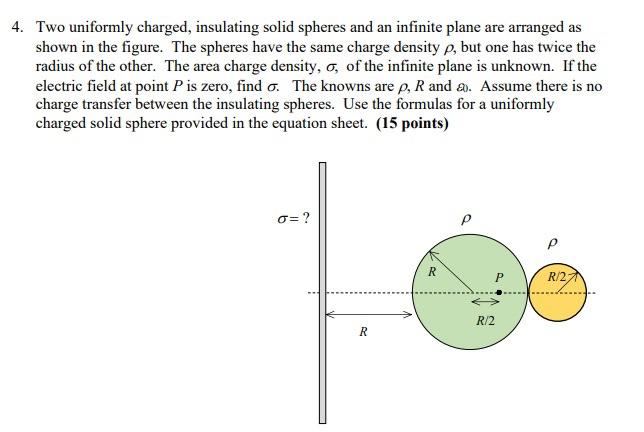 Solved 4. Two uniformly charged, insulating solid spheres | Chegg.com