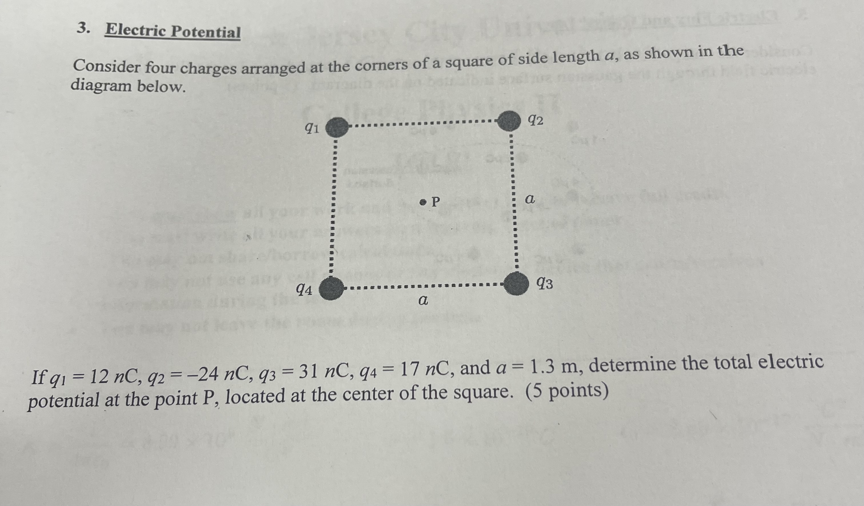 Solved Electric PotentialConsider four charges arranged at | Chegg.com
