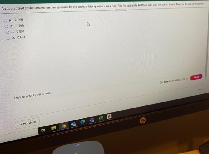 Solved An unprepared student makes random guesses for the | Chegg.com