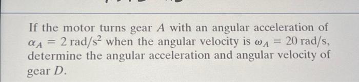 Solved If the motor turns gear A with an angular | Chegg.com