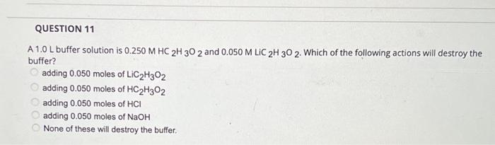 Solved A 1.0 L buffer solution is 0.250MHC2H3O2 and | Chegg.com