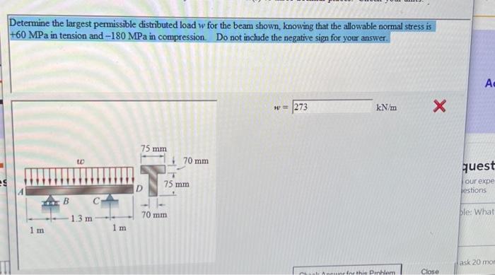 Solved Determine the largest permissible distributed load w | Chegg.com