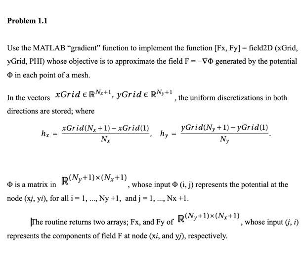 Problem 1 1 Use The Matlab “gradient Function To
