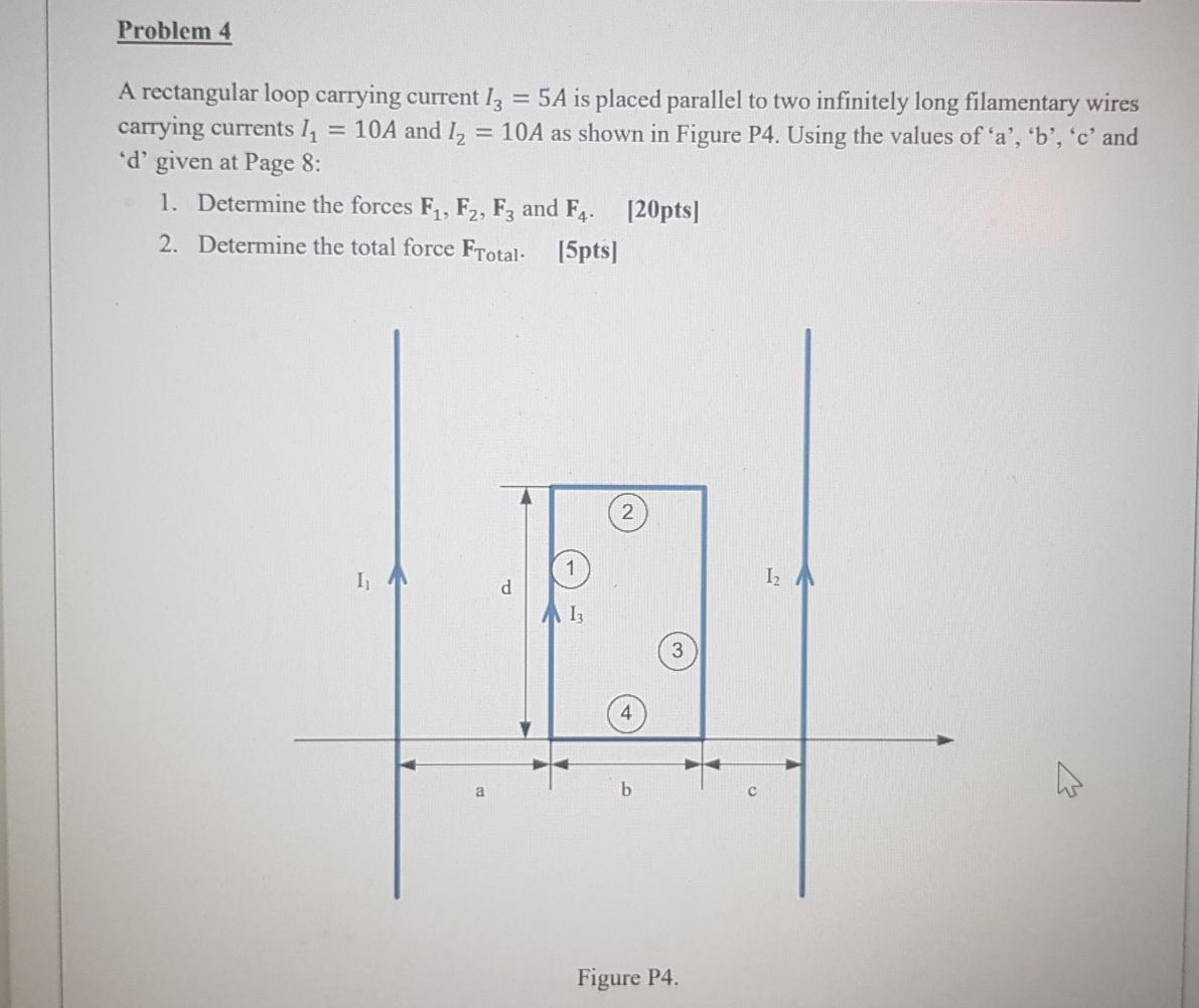 Solved Problem 4 A rectangular loop carrying current Iz = 5A | Chegg.com