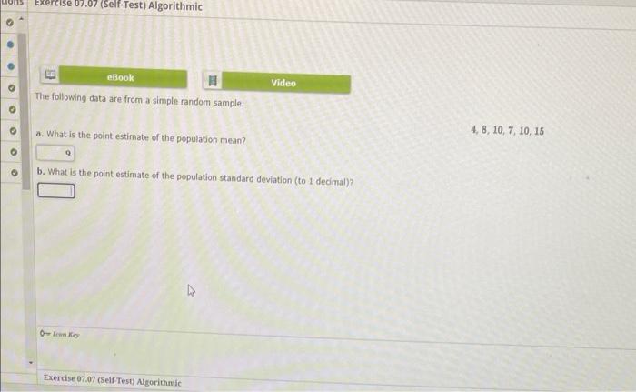Solved The following data are from a simple random sample. | Chegg.com