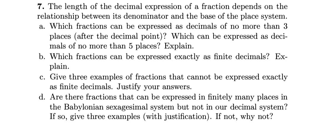 Solved 7. ﻿The length of the decimal expression of a | Chegg.com
