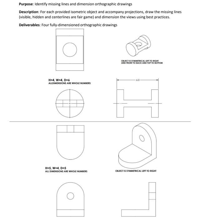 Solved Purpose: Identify missing lines and dimension | Chegg.com