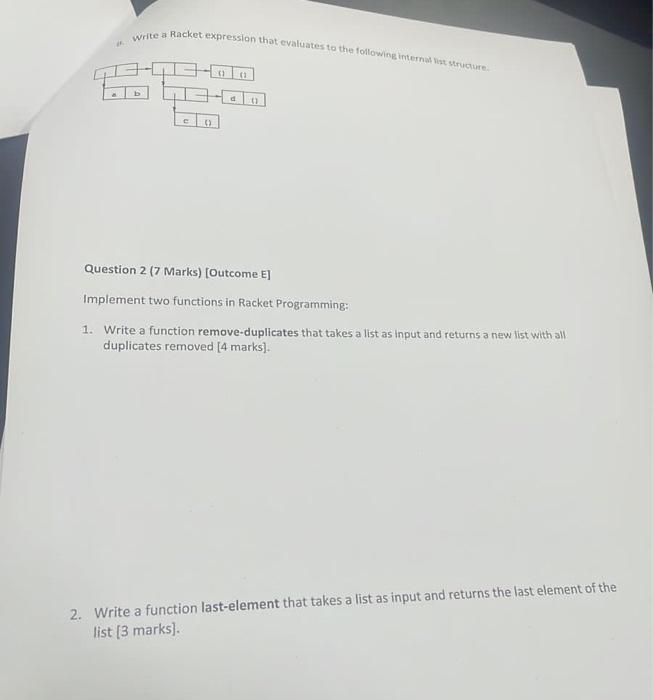Solved Question 2 (7 Marks) [Outcome E] Implement two | Chegg.com