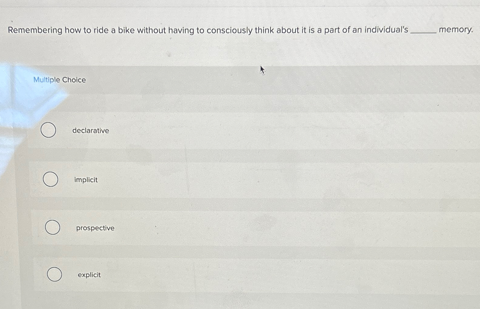 Solved Remembering how to ride a bike without having to | Chegg.com