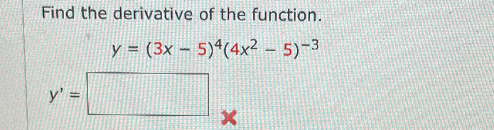 Solved Find the derivative of the | Chegg.com