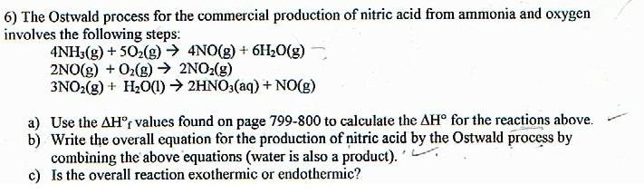 The Ostwald process for the commercial production of | Chegg.com