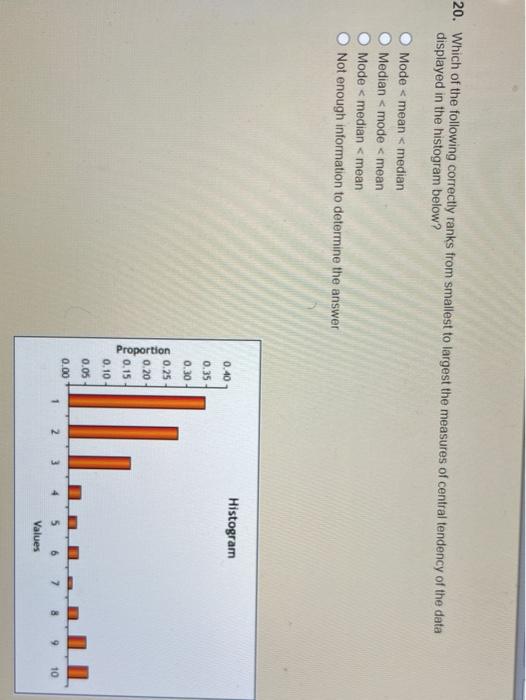 Solved 20. Which of the following correctly ranks from | Chegg.com