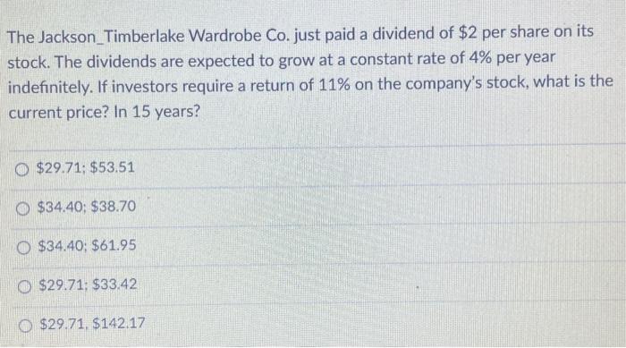 Solved The Jackson_Timberlake Wardrobe C. . just paid a | Chegg.com