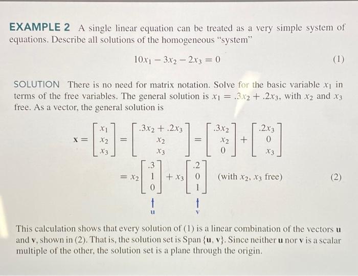 Solved EXAMPLE 2 A single linear equation can be treated as | Chegg.com