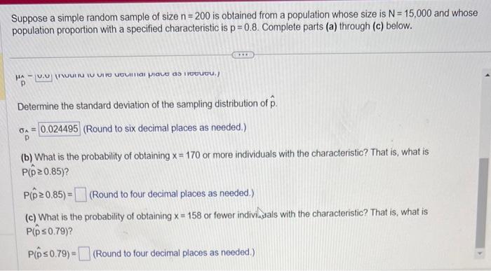 Solved Suppose a simple random sample of size n=200 is | Chegg.com