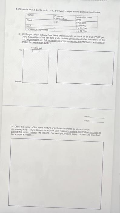 Solved 1. (10 points total, 5 points each). You are trying | Chegg.com